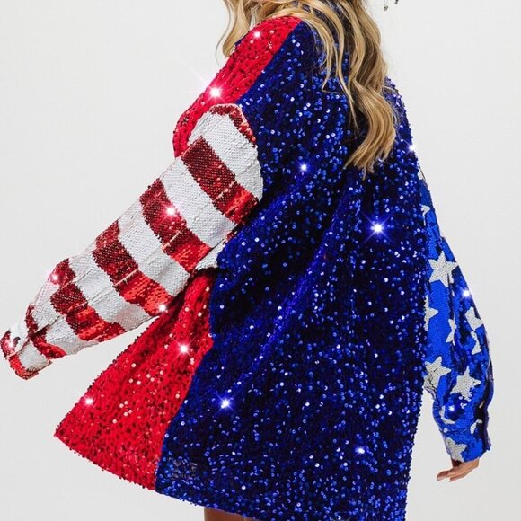 BiBi | Tops | Bibi American Flag Sequin Snap Down Shirt | Poshmark
